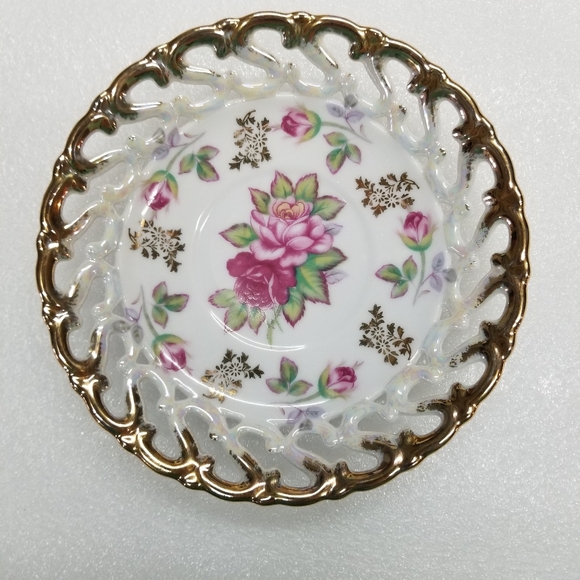 Shafford | Dining | Shafford Saucer 6 Lusterware Pink Roses Gold Hand ...